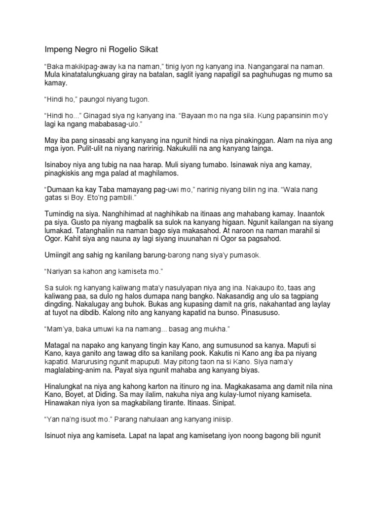 Impeng Negro Ni Rogelio Sikat | PDF