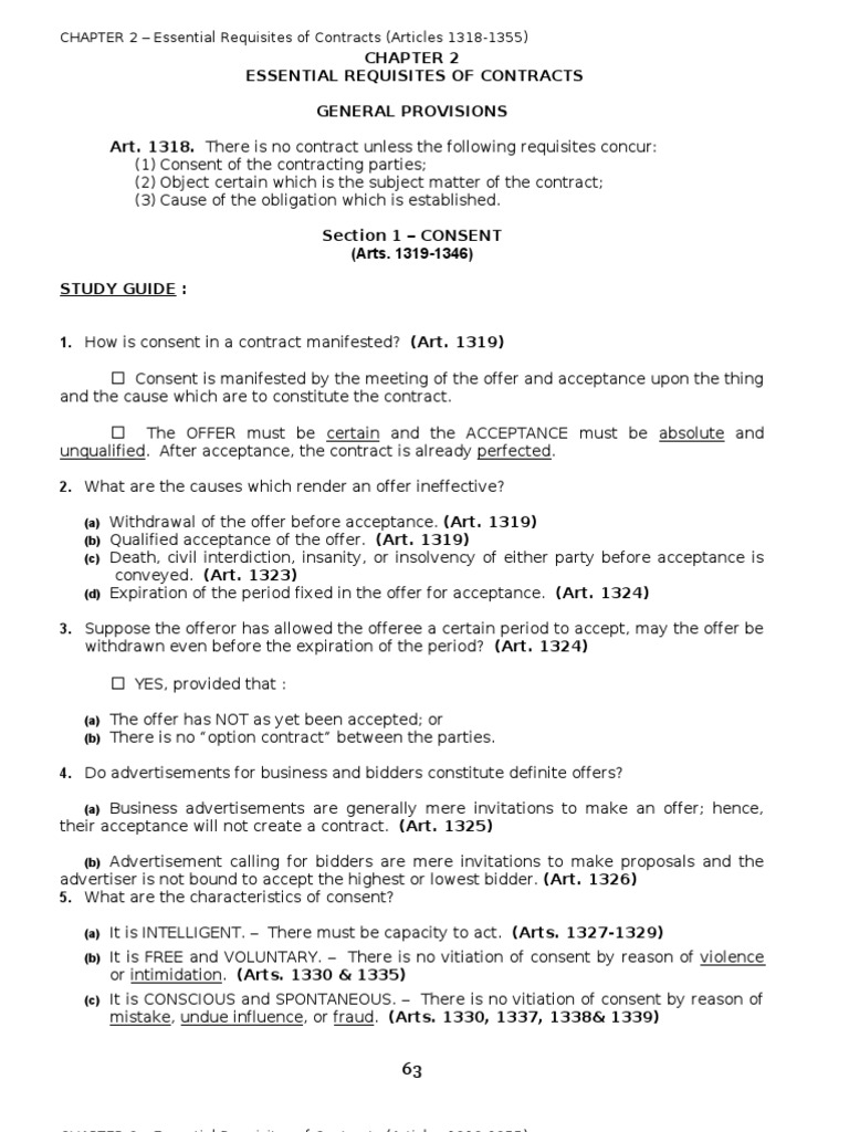 Essential Requisites of Contracts: Consent, Object, and Cause | PDF ...