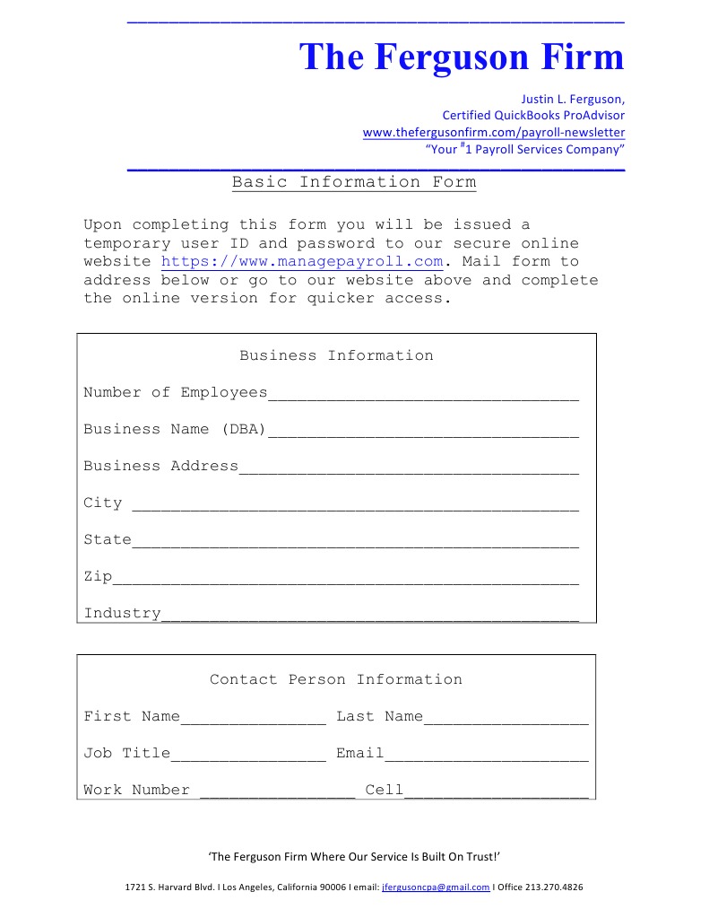 Payroll Services Registration Form | PDF