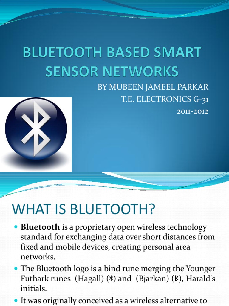 Bluetooth Based Smart Sensor Networks | PDF | Bluetooth | Wireless ...
