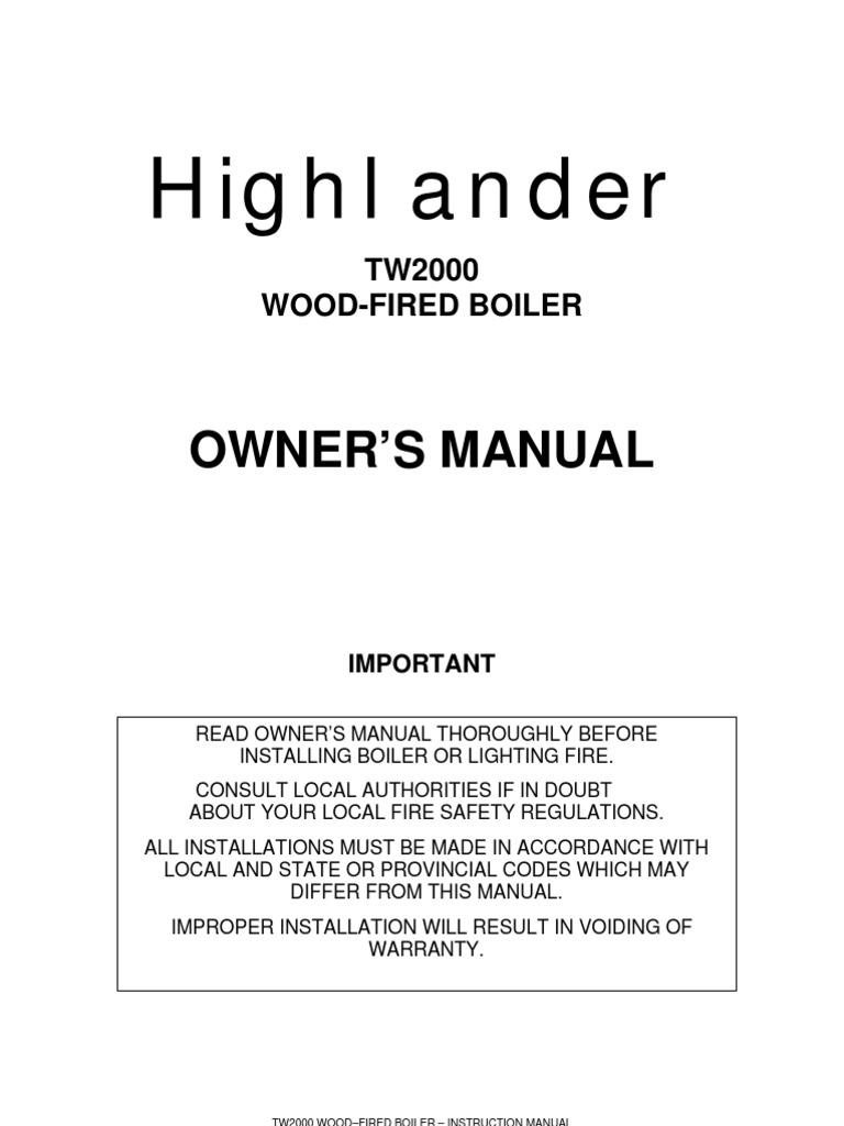 TW2000 Manual | PDF | Chimney | Boiler