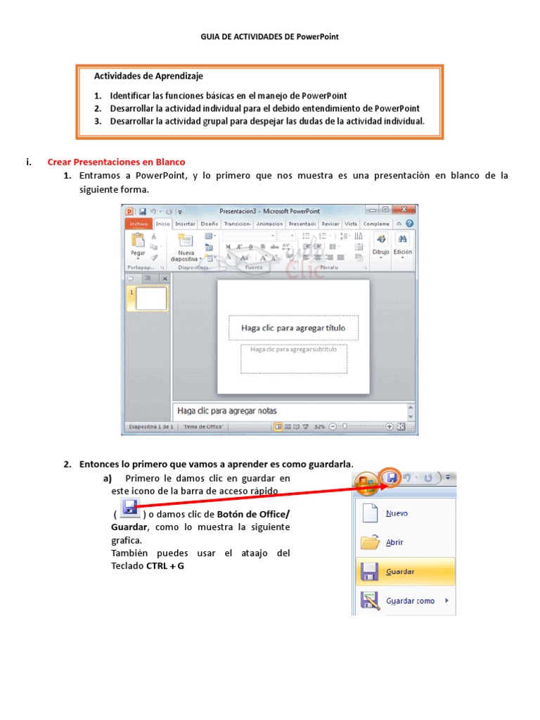 Guia de Actividades 01 de Powerpoint | PDF | Microsoft PowerPoint ...
