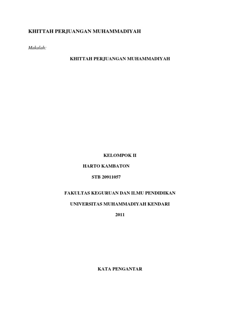 Khittah Perjuangan Muhammadiyah | PDF