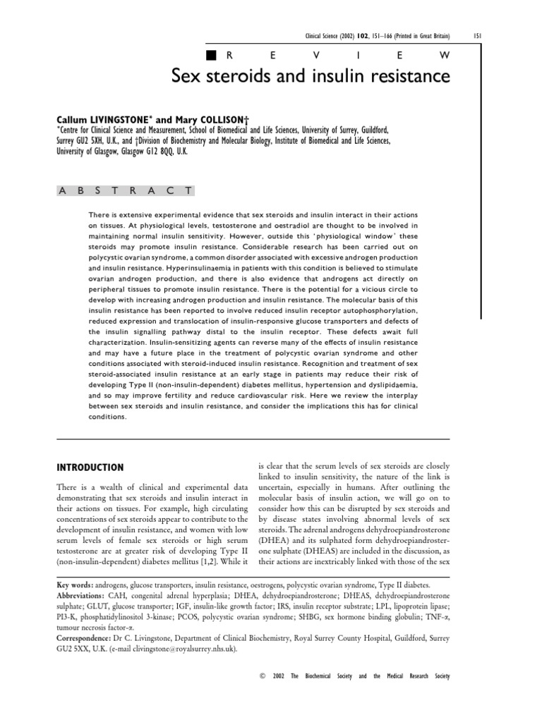 Sex Steroids and Insulin Resistance: Callum LIVINGSTONE and Mary ...