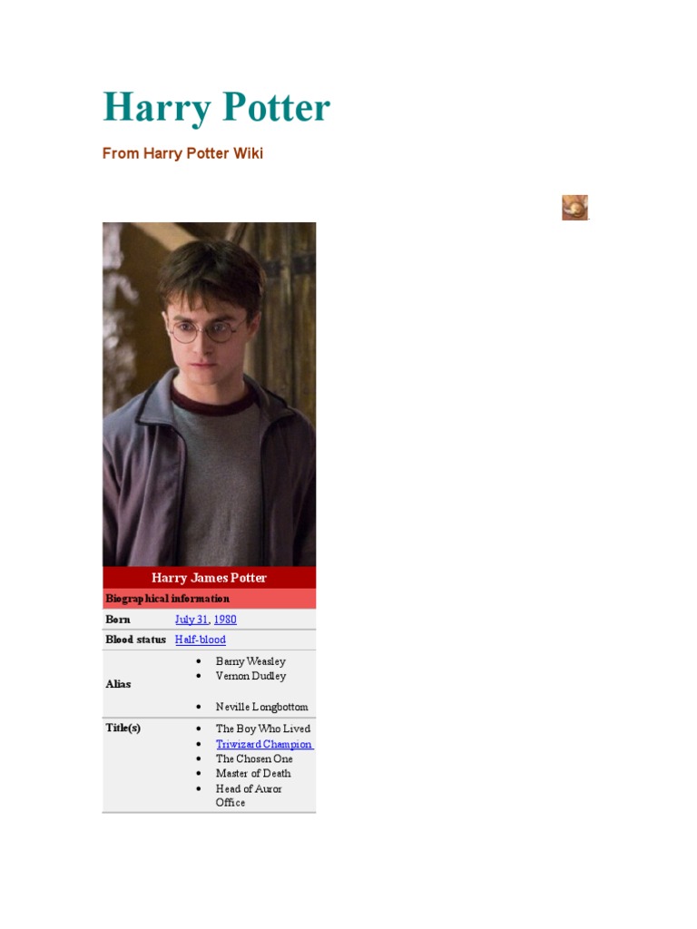 Harry Potter, A Biography | PDF