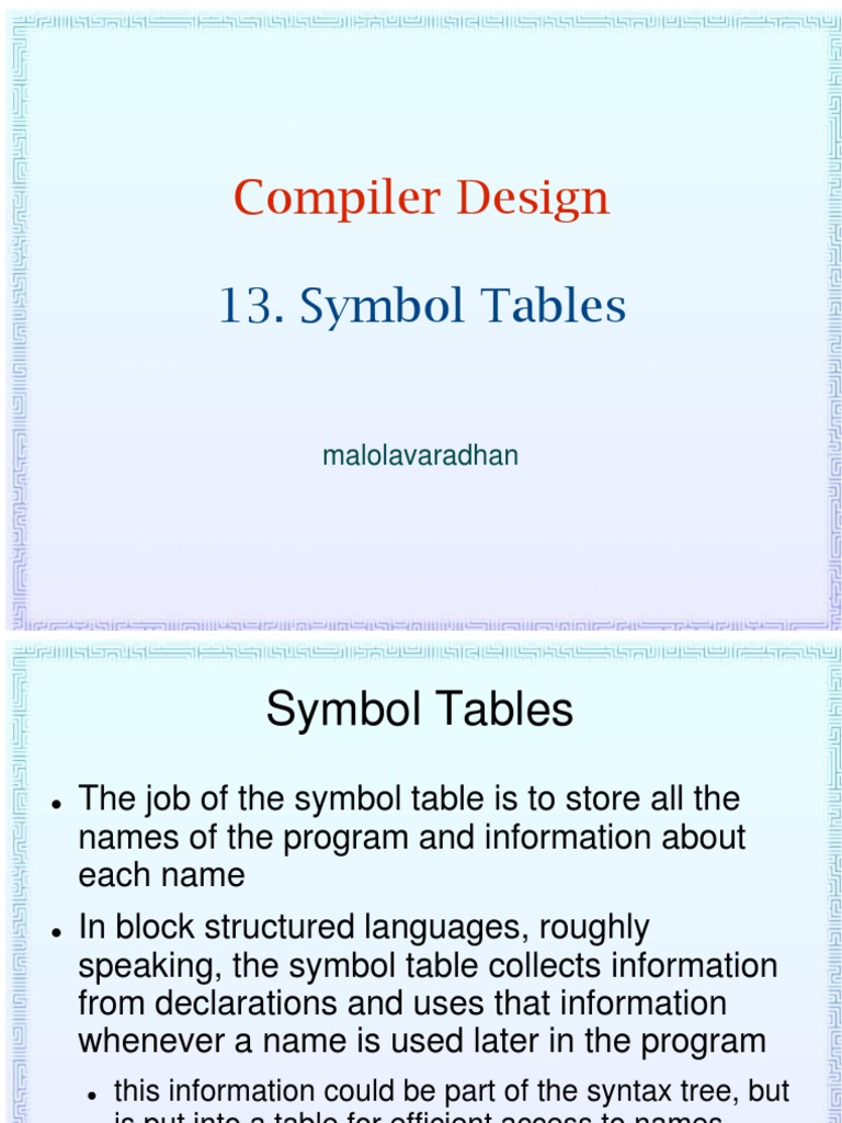 13 SymbolTable | PDF | Scope (Computer Science) | Class (Computer Programming)