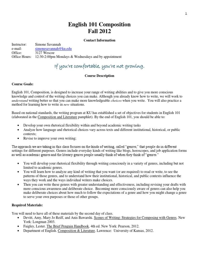 English 101 Syllabus | PDF | Plagiarism | Academic Dishonesty