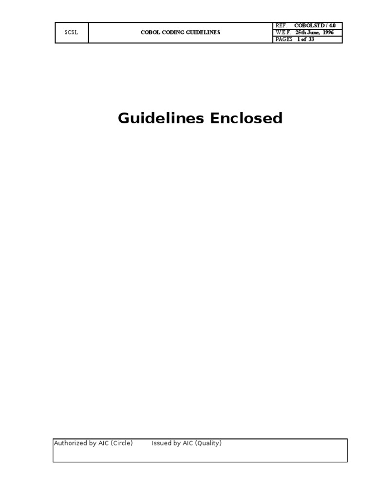 Cobol Programming Standards | Download Free PDF | Subroutine | Database Index