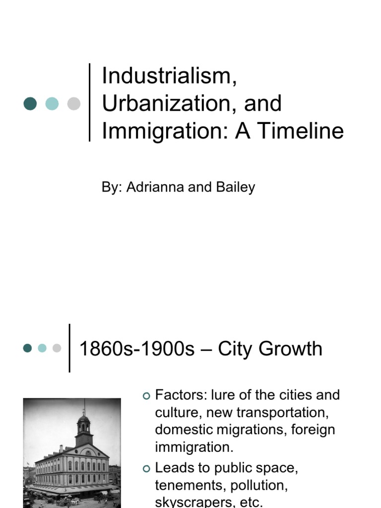 Industrialism, Urbanization, and Immigration Timeline | PDF