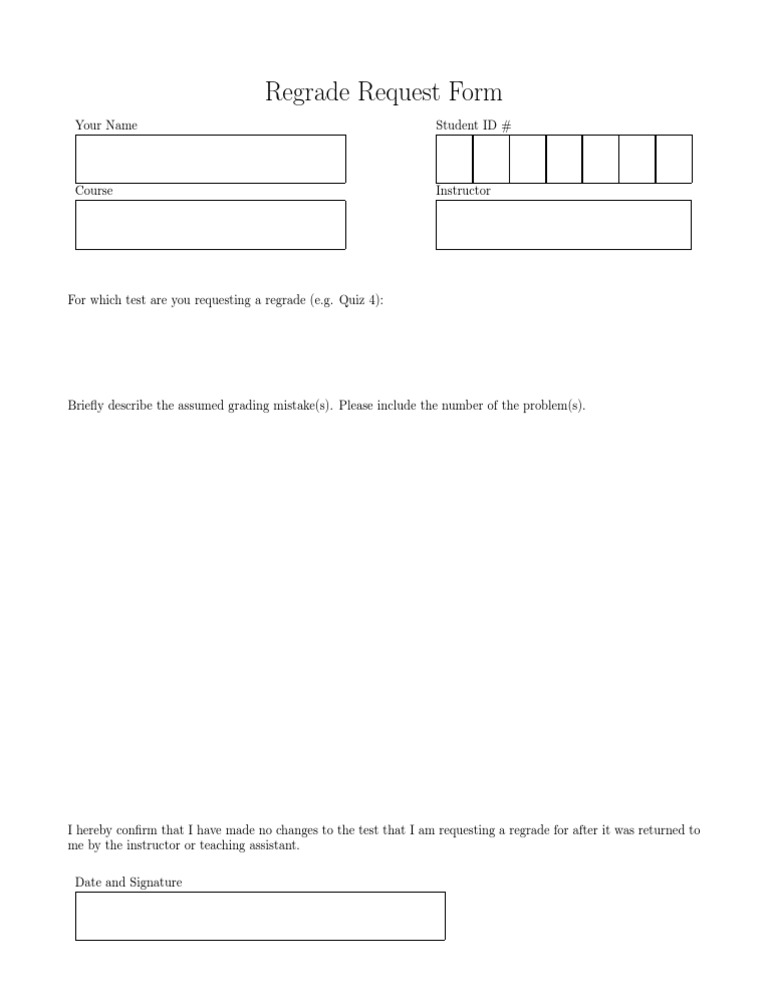 Regrade Request Form Template | PDF