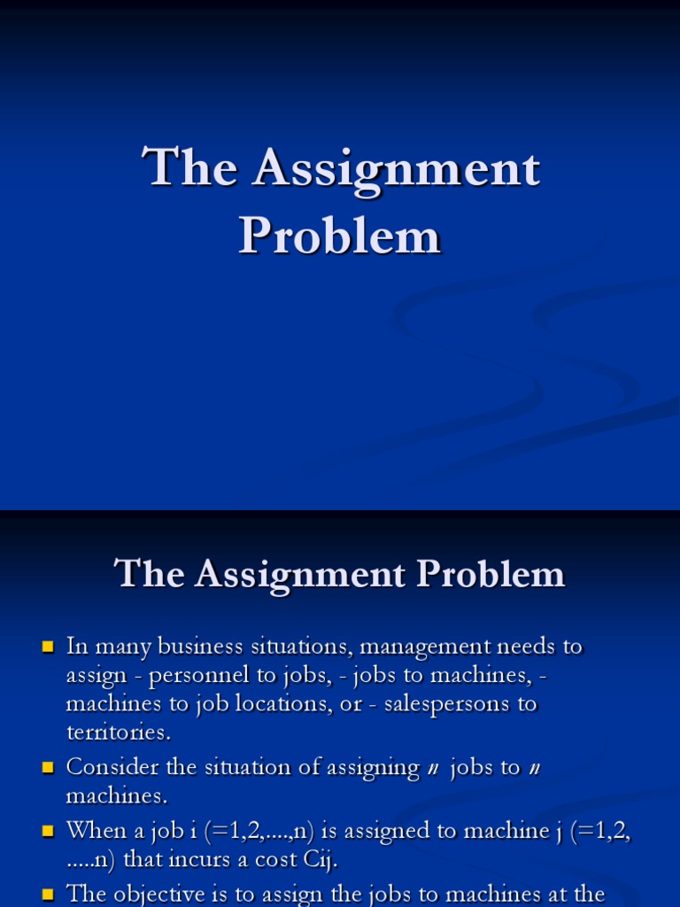 Assignment Problem Pdf Algorithms And Data Structures Business Process 