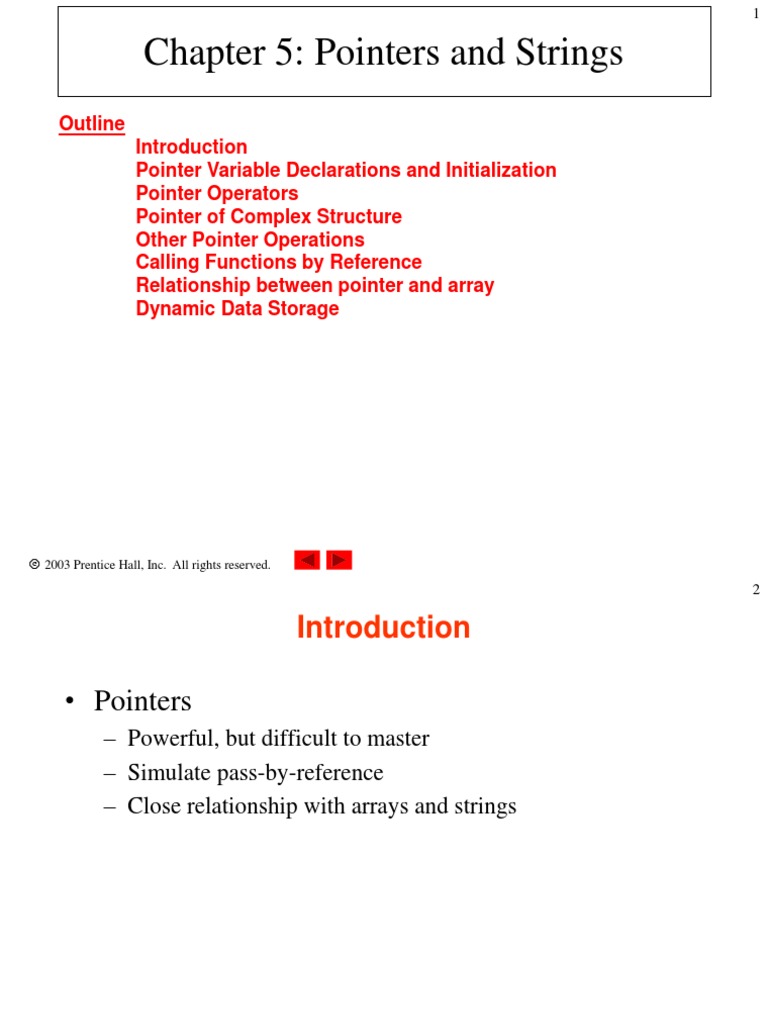 Chapter 5 Pointers And Strings 2003 Prentice Hall Inc All Rights Reserved Pdf Pointer