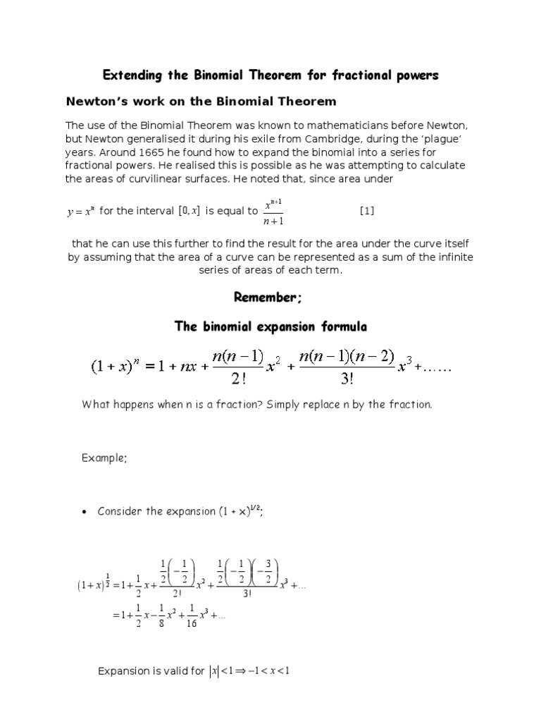 Newton Project - Fractional Binomial | PDF