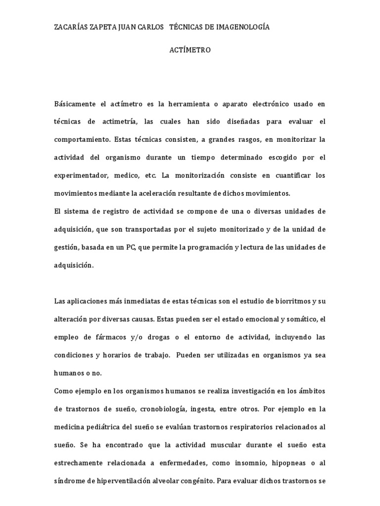ACTÍMETRO | PDF | Dormir | Medicina
