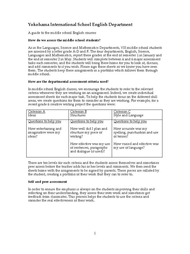 A Guide To Middle School English (Sept 2008) | PDF | Educational ...