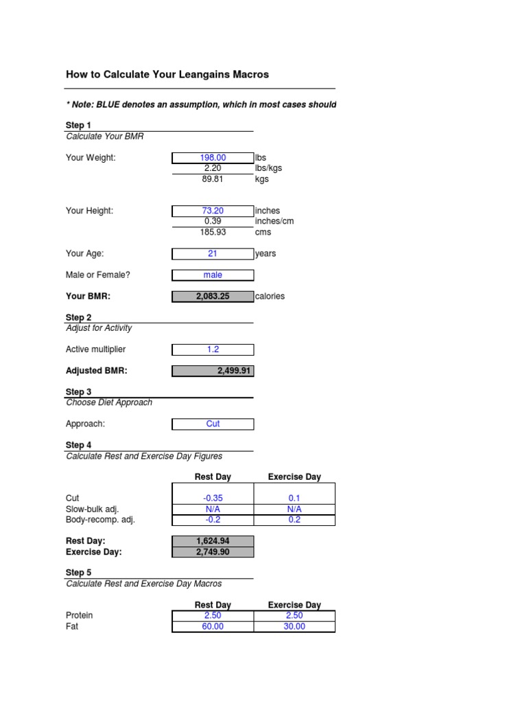 How To Calculate Your Leangains Macros | PDF | Dieting | Obesity