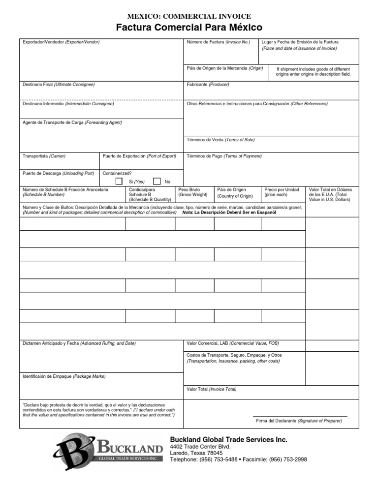 Mexican Commercial Invoice | PDF