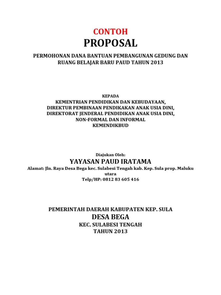 Contoh Proposal Paud | PDF