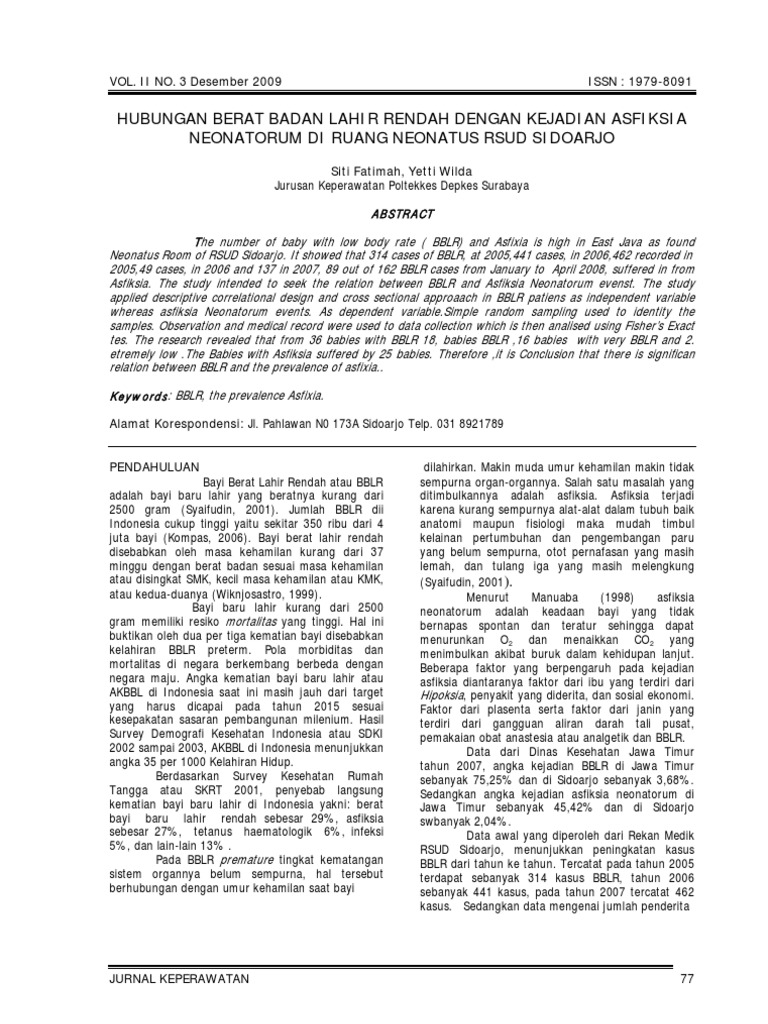Asfiksia Neonatorum Di Ruang Neonatus RSUD Sidoarjo | PDF ...