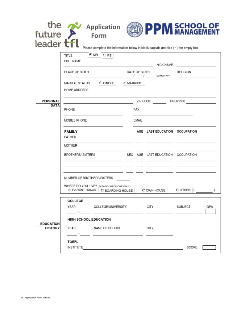 Future Leaders Program Application Form | PDF