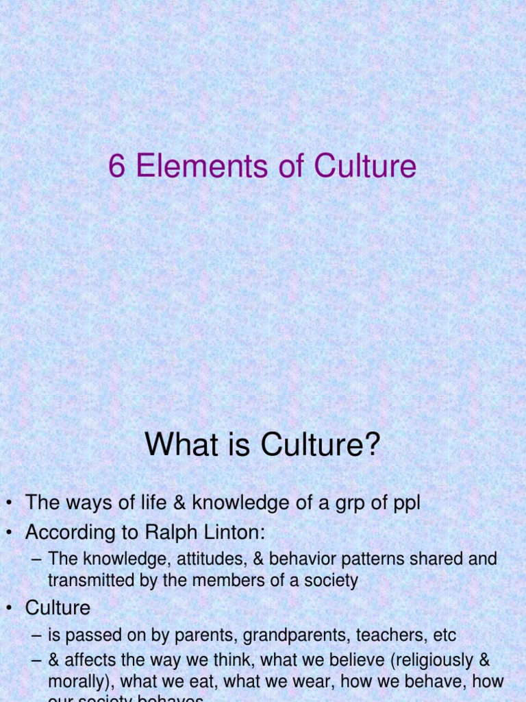 6 Elements of Culture | PDF | Society | Family