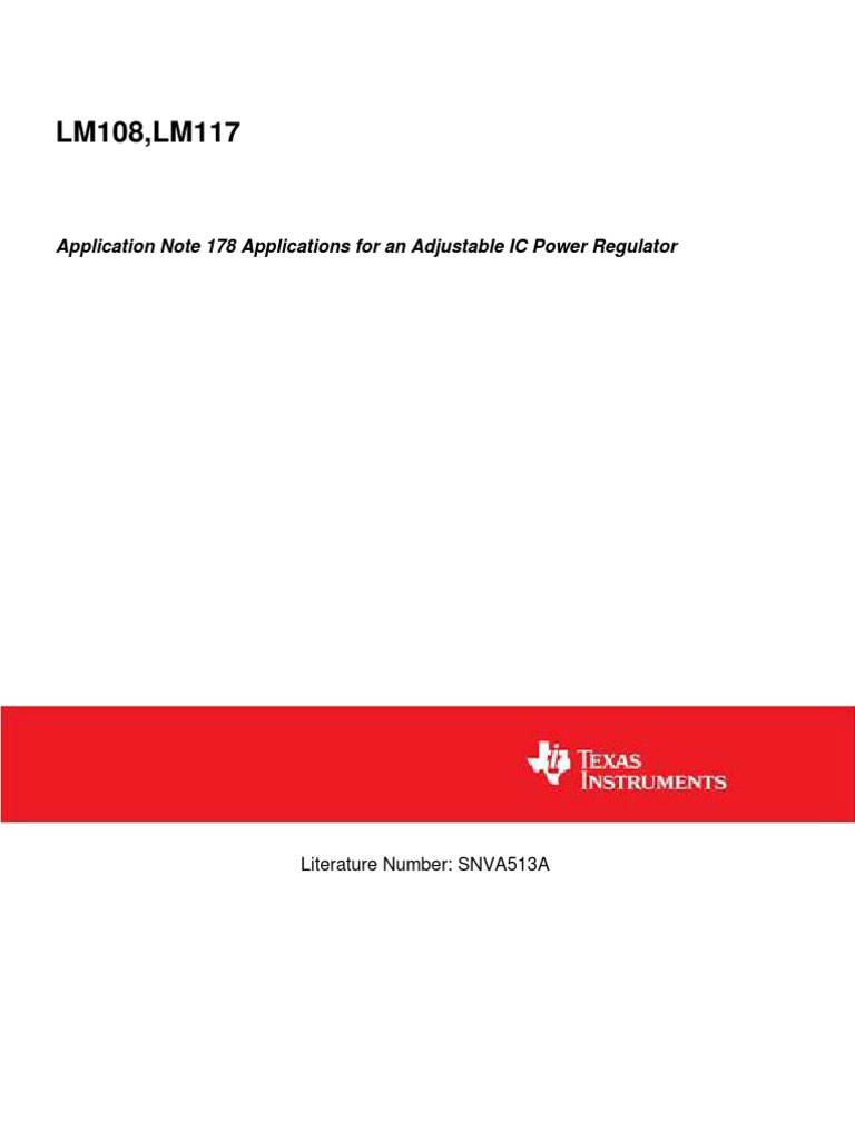 LM108, LM117: Application Note 178 Applications For An Adjustable IC Power Regulator | PDF ...