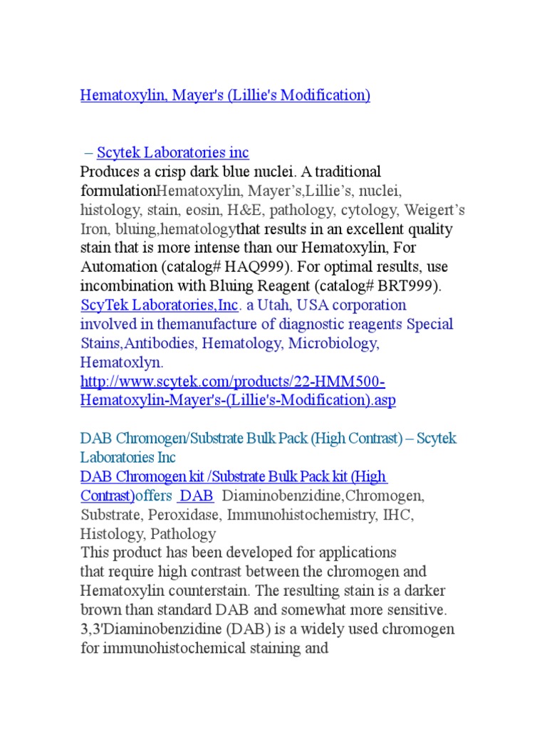 Hematoxylin Mayer's Stain Overview | PDF | Immunohistochemistry ...