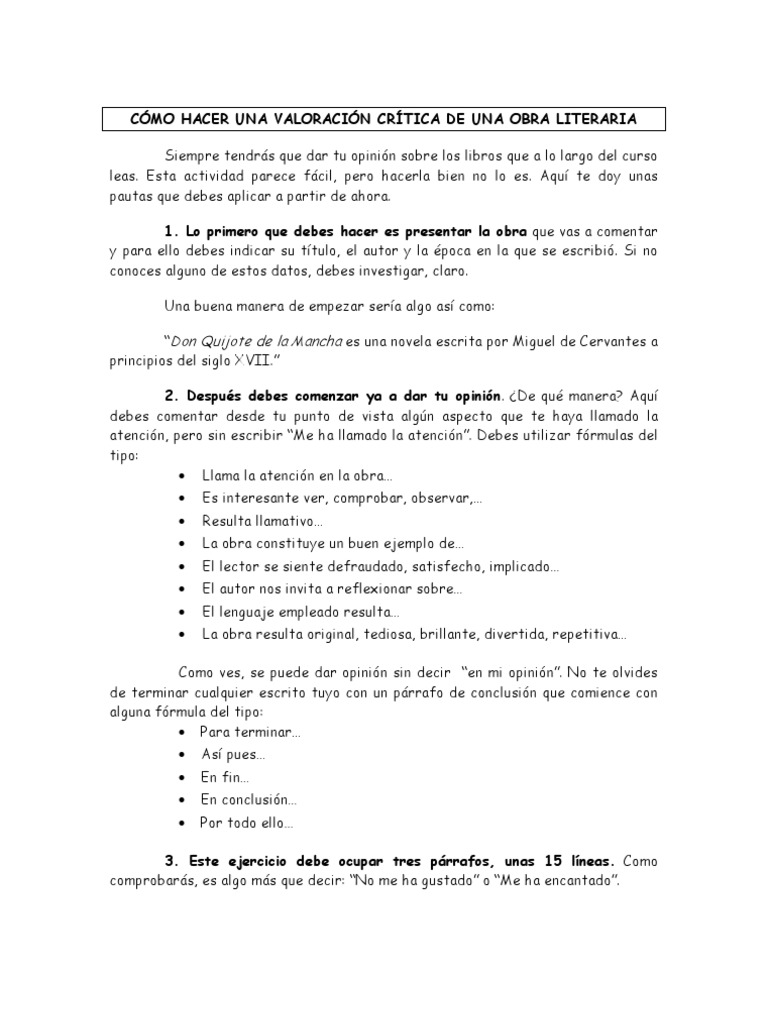 Cómo hacer una valoración crítica de un libro