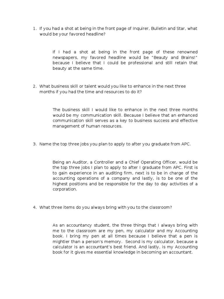 Beauty Pageant Q & A | Philippines | Entrepreneurship