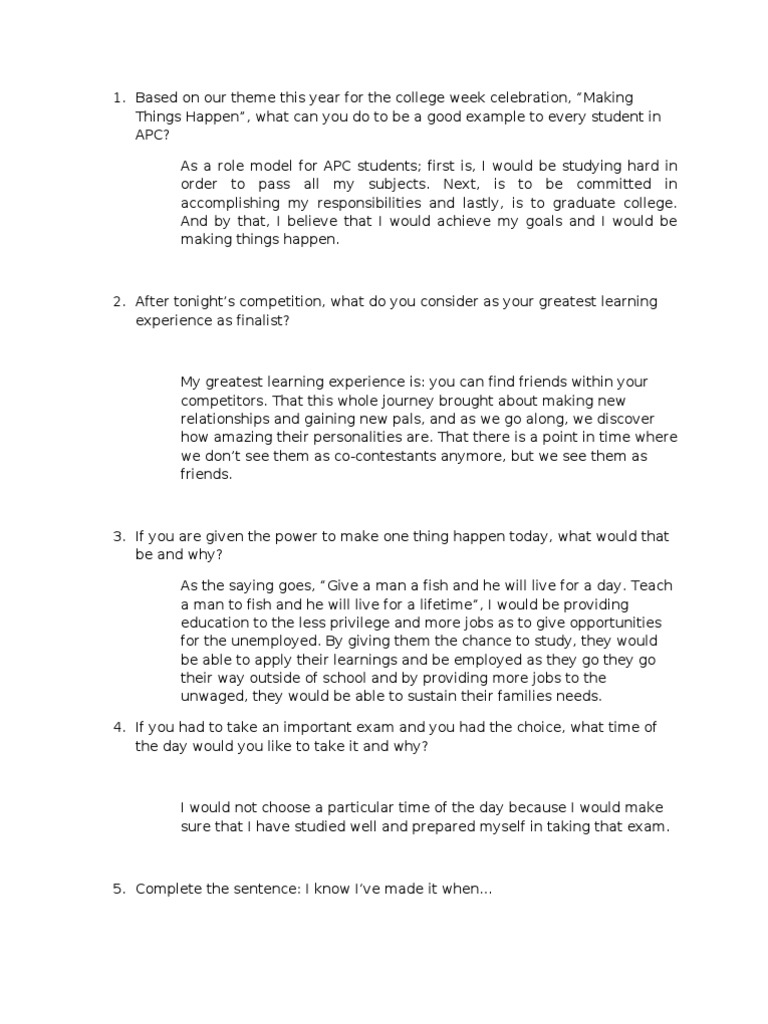 Beauty Pageant Q&A | PDF | Gentleman | Test (Assessment)