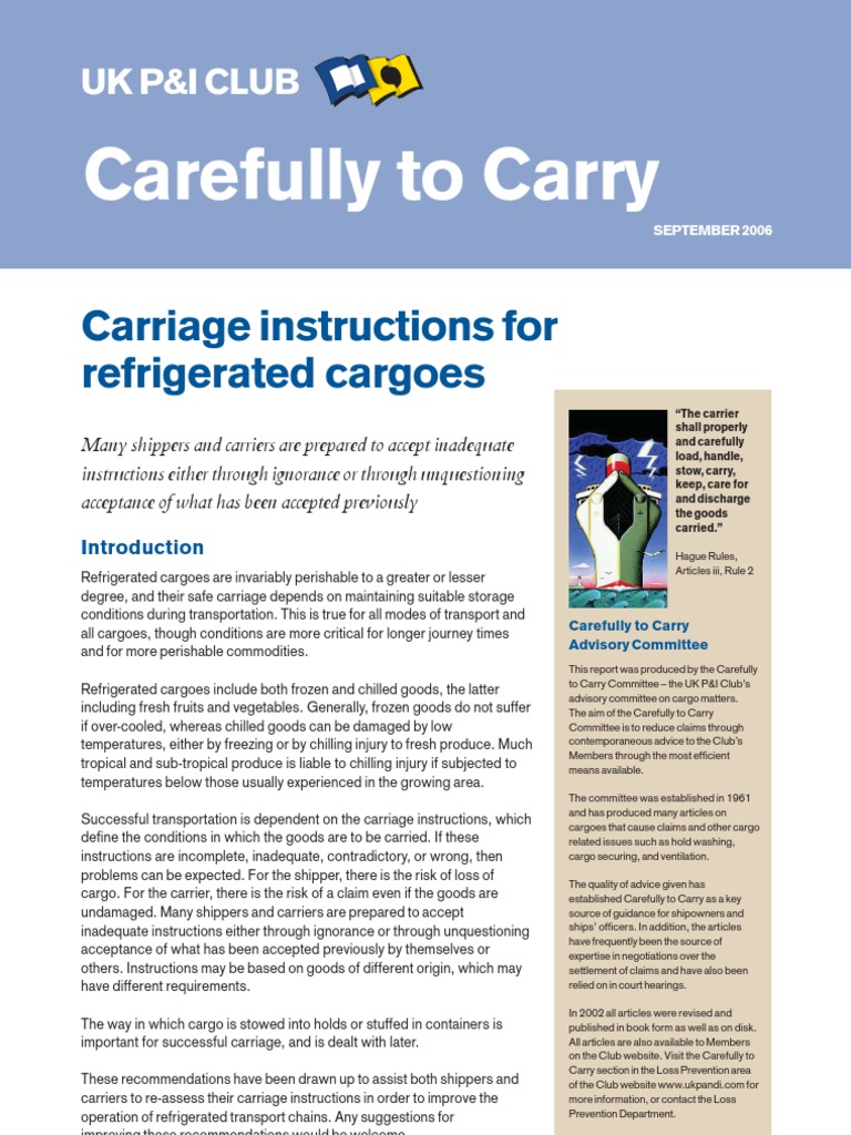 Carriage Instructions For Refrigerated Cargoes | PDF