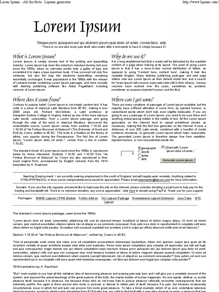 Lorem Ipsum - All The Facts - Lipsum Generator | PDF | Text