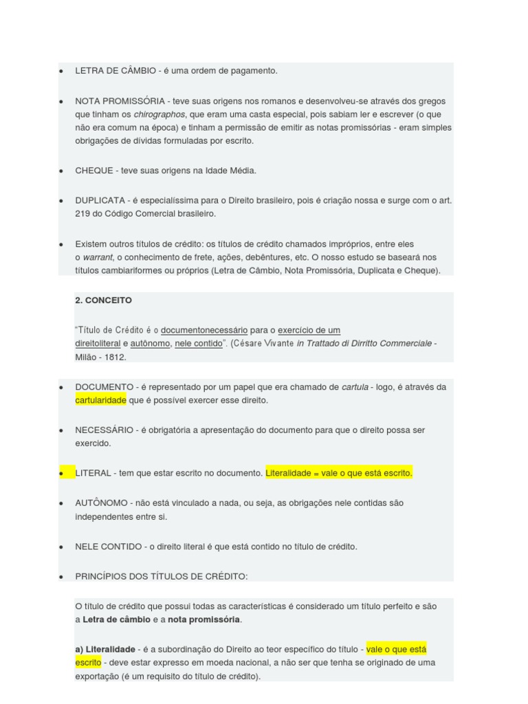 Títulos de crédito: Letra de Câmbio, Nota Promissória, Duplicata e ...