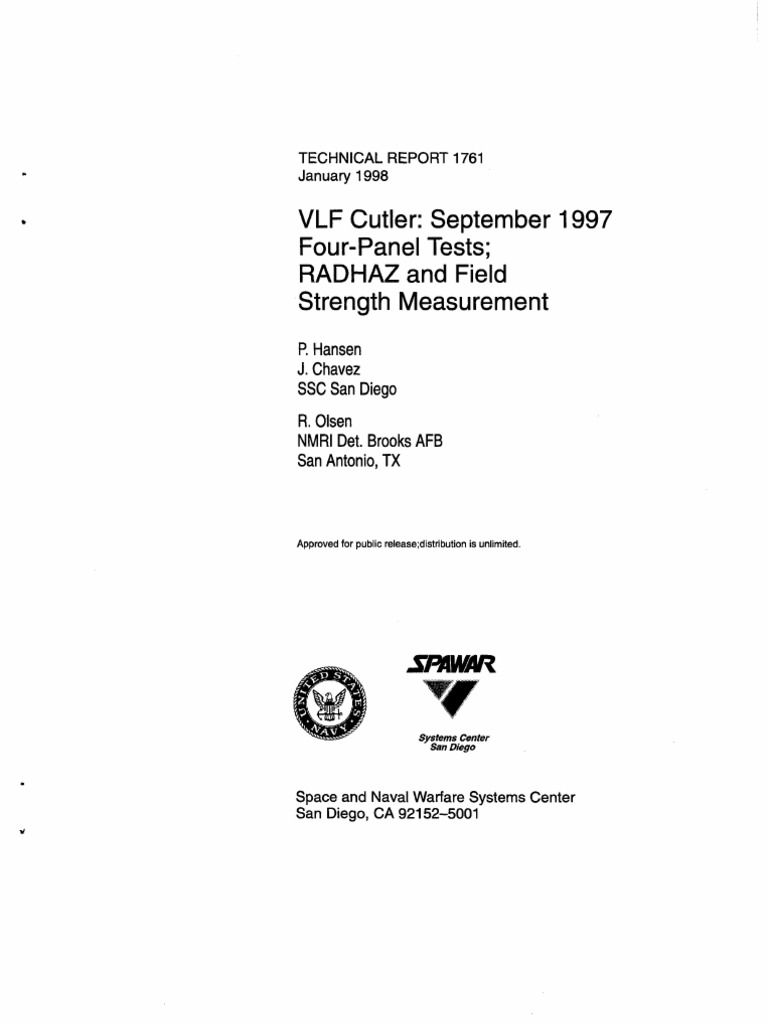 VLF Cutler September 1997 Four-Panel Tests RADHAZ and Field Strength ...