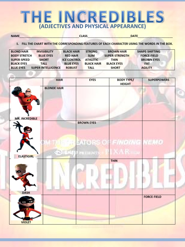 Incredibles Worksheet | PDF | Science & Mathematics | Technology ...