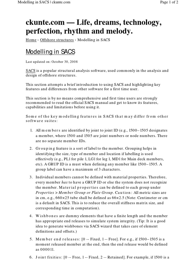 Modelling in Sacs | PDF | Areas Of Computer Science | Computing