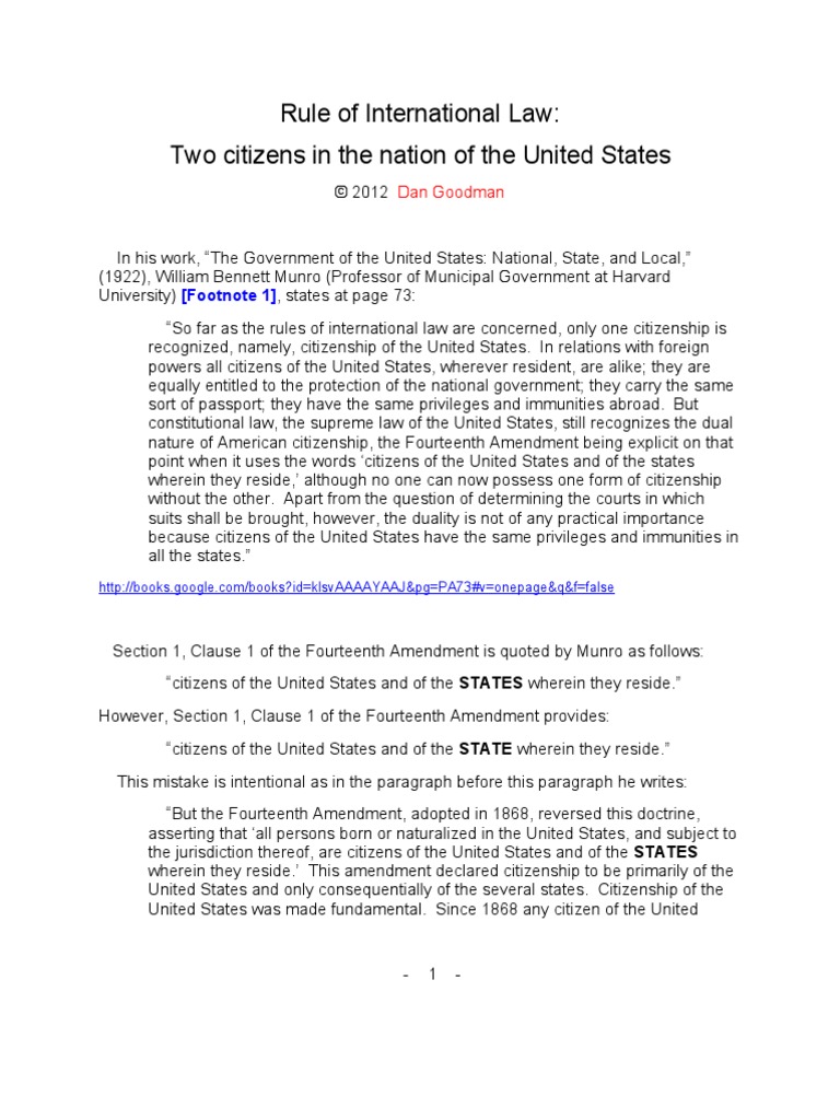 Rule of International Law: Two Citizens in The Nation of The United ...