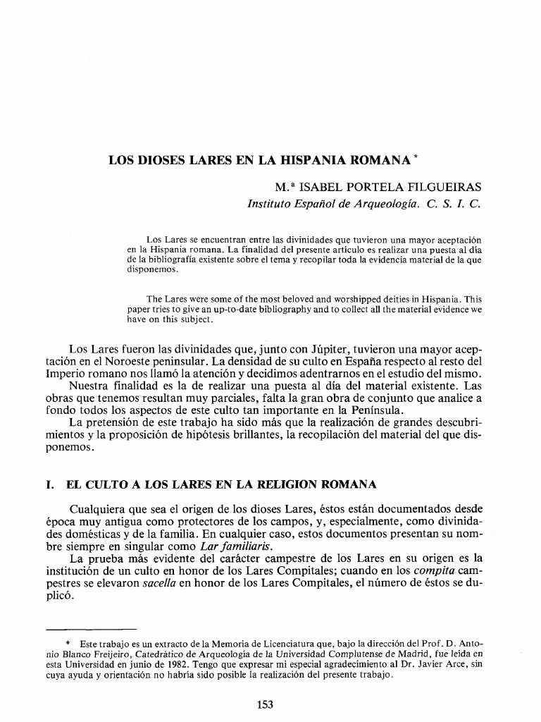 Los Dioses Lares en La Hispania Romana | PDF | imperio Romano | Roma ...