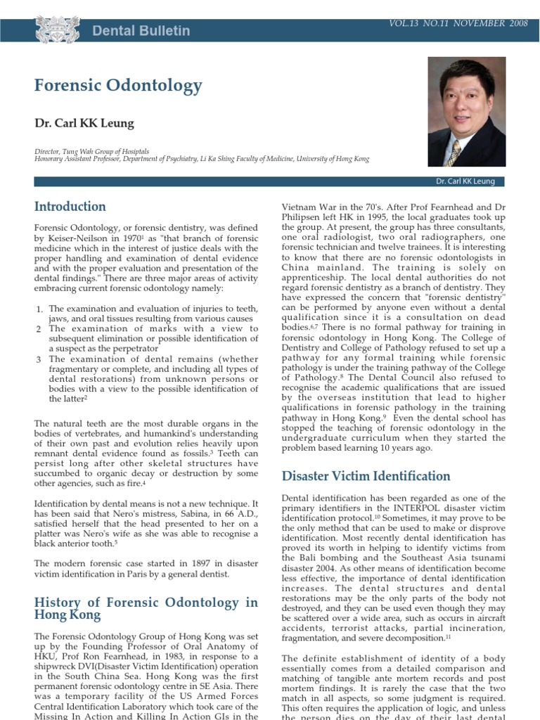 Forensic Odontology | PDF | Dentistry | Medicine