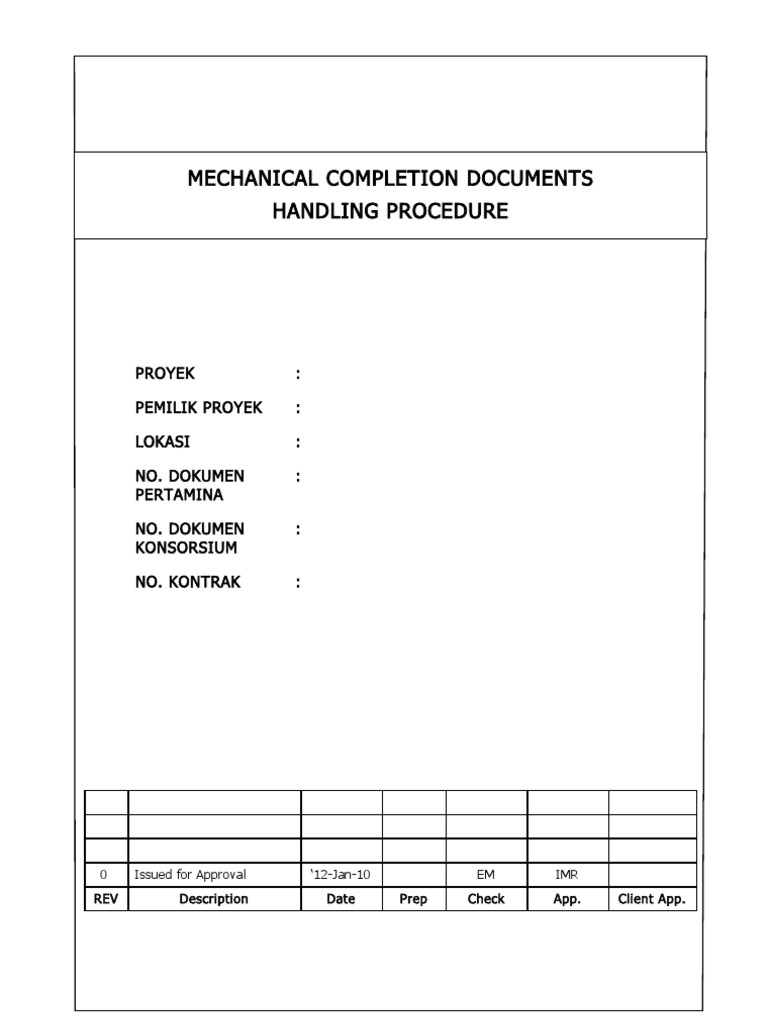 Mechanical Completion Procedure | PDF | Government | Government Information