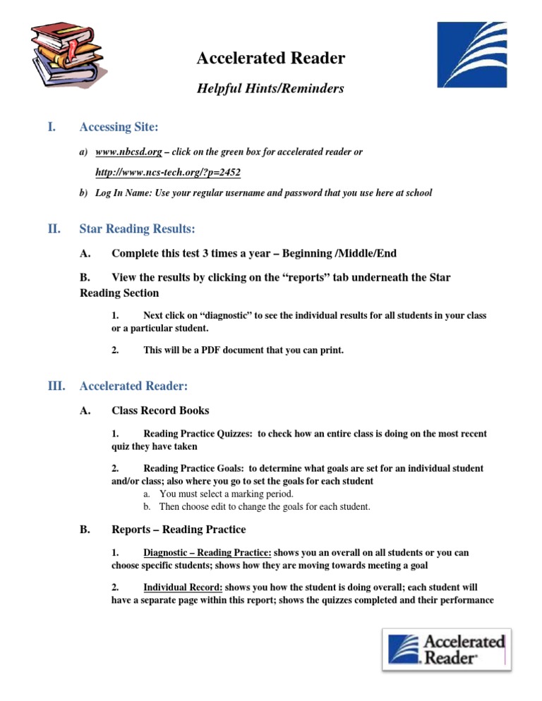 Accelerated Reader Access and Reports Guide | PDF