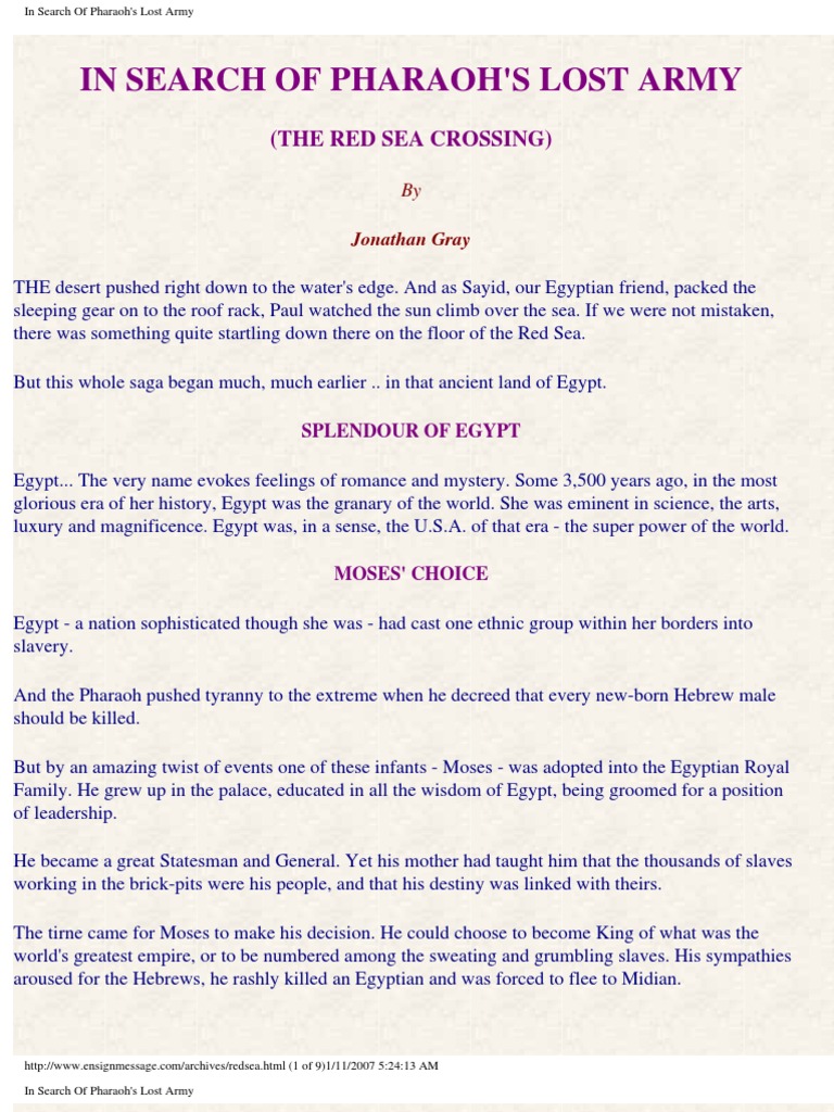 In Search of Pharaoh Lost Army | PDF | Israelites | Sinai Peninsula