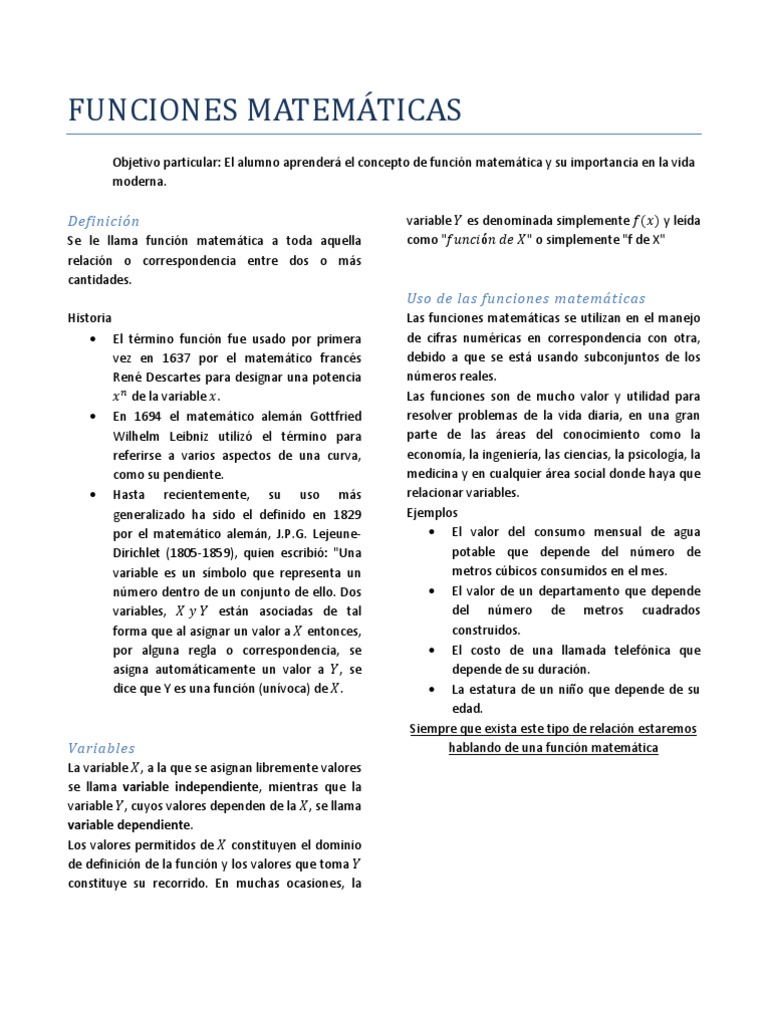 Funciones Matematicas | PDF | Función (Matemáticas) | Números