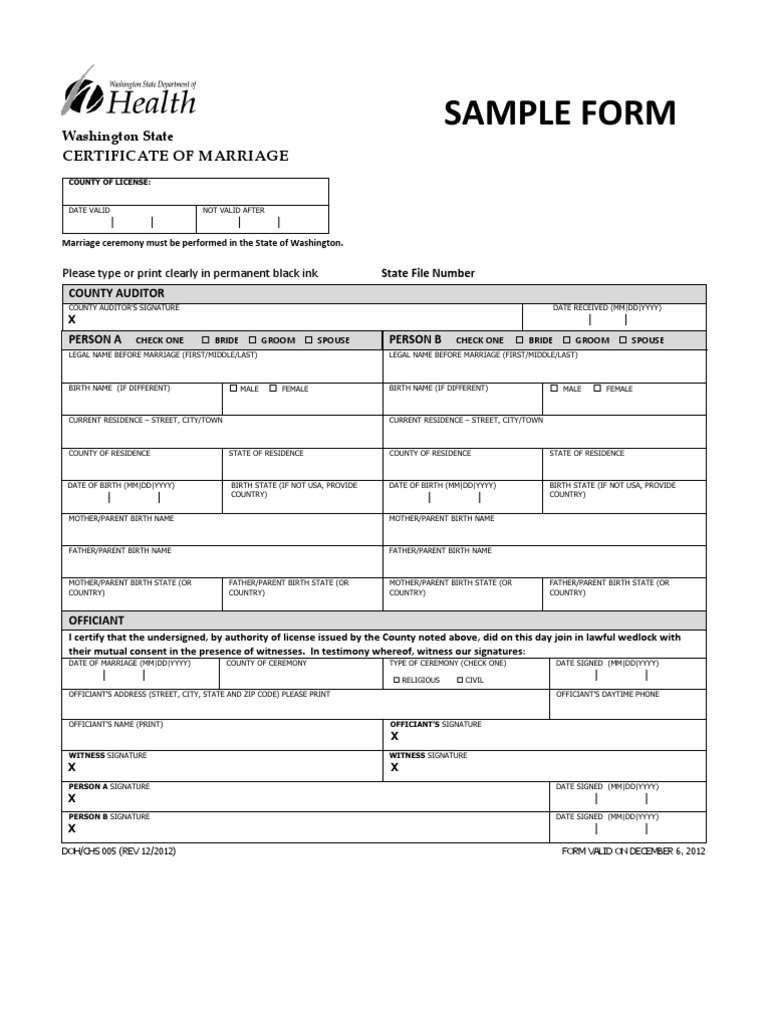 Washington's New Marriage Certificate | PDF | Marriage License | Social ...