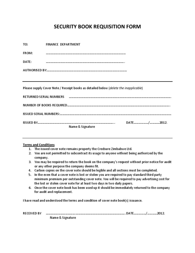 Security Book Requisition Form - New | PDF