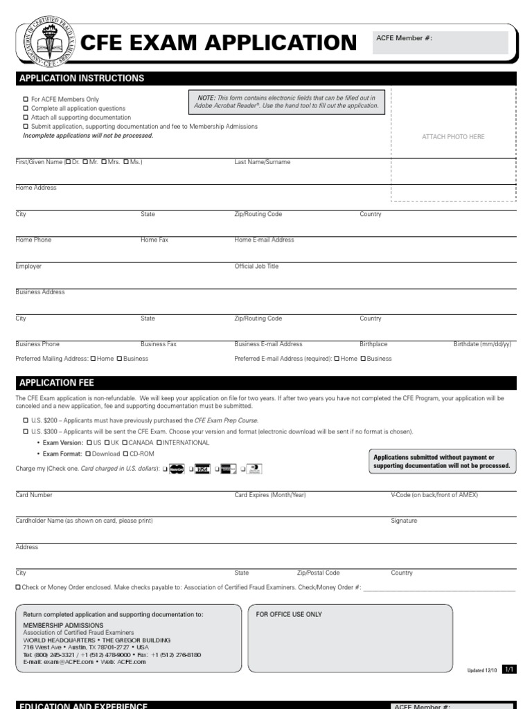 Cfe Exam Application | Download Free PDF | Professional Certification ...