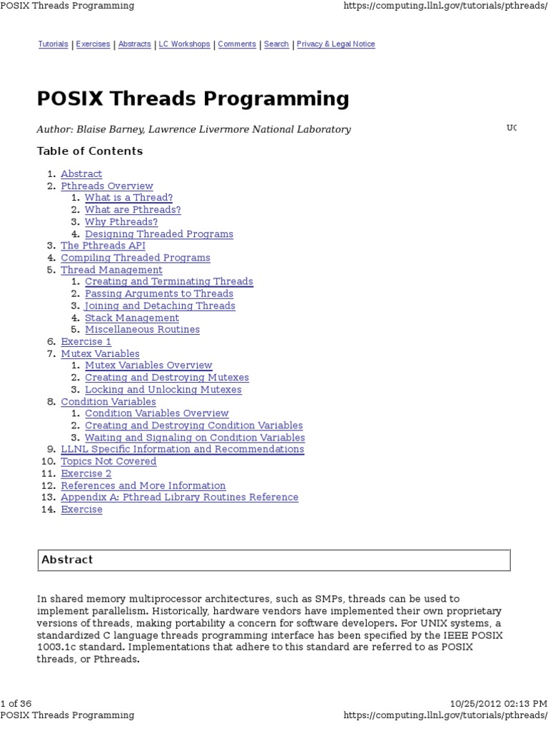 Posix Thread Programming Pdf Thread Computing Parallel Computing 