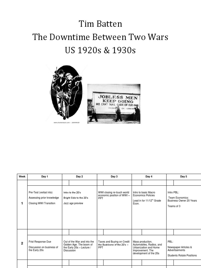 Tim Batten The Downtime Between Two Wars US 1920s & 1930s | PDF ...
