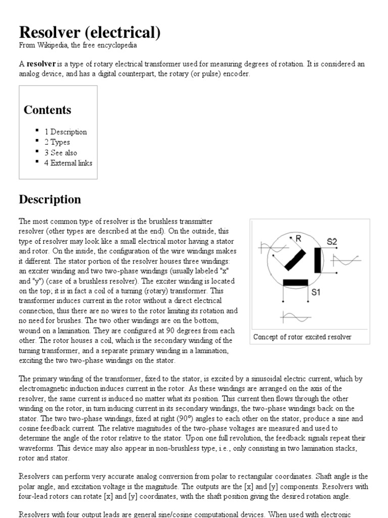 Resolver (Electrical) - .. | PDF | Electrodynamics | Power (Physics)