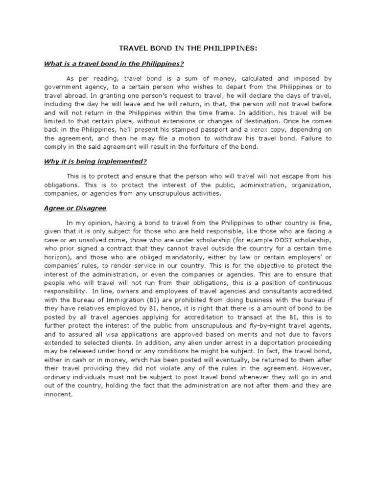 What Is A Travel Bond in The Philippines? | PDF | Government